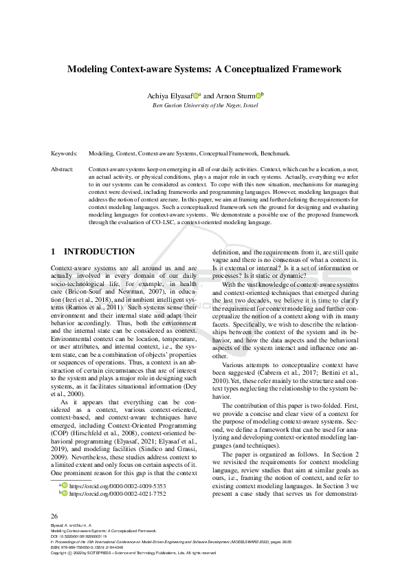 (PDF) Modeling Context-aware Systems: A Conceptualized Framework