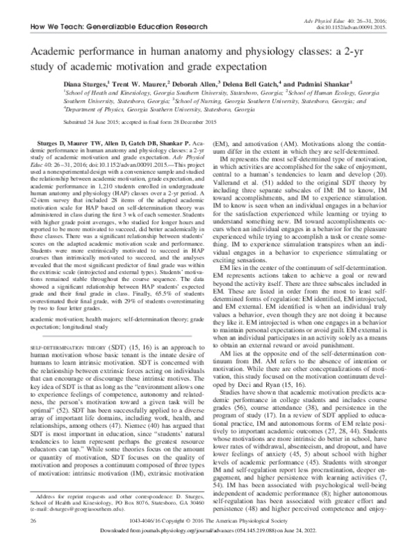 (PDF) Academic performance in human anatomy and physiology classes: a 2-yr study of academic ...