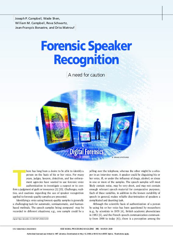 (PDF) Forensic speaker recognition