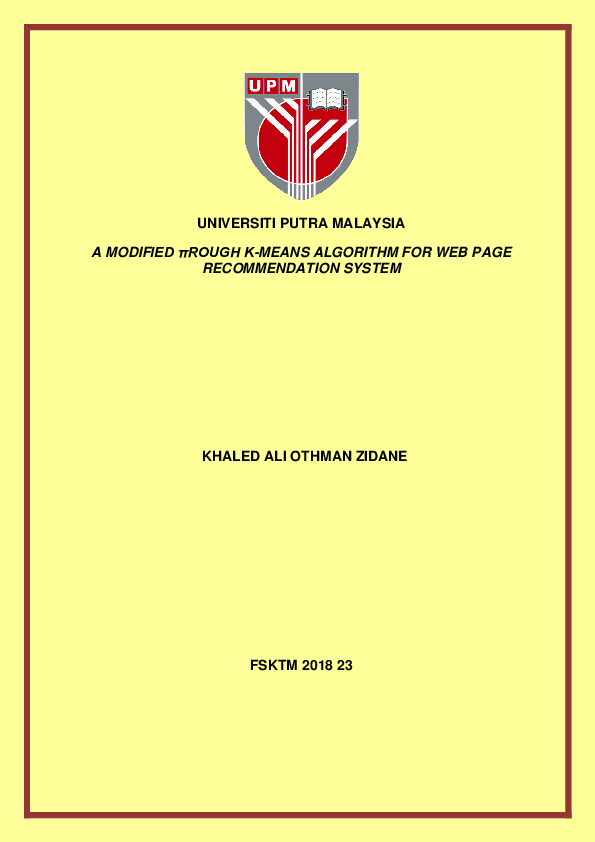 Pdf A Modified π Rough K Means Algorithm For Web Page Recommendation System