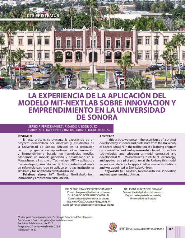 (PDF) La experiencia de la aplicación del modelo mit-nextlab sobre ...