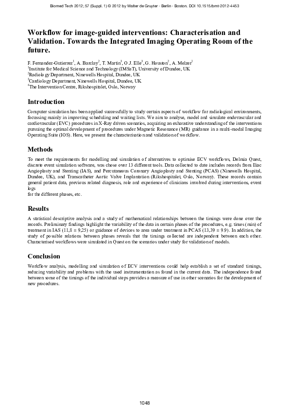 (PDF) Workflow for image-guided interventions: Characterisation and ...
