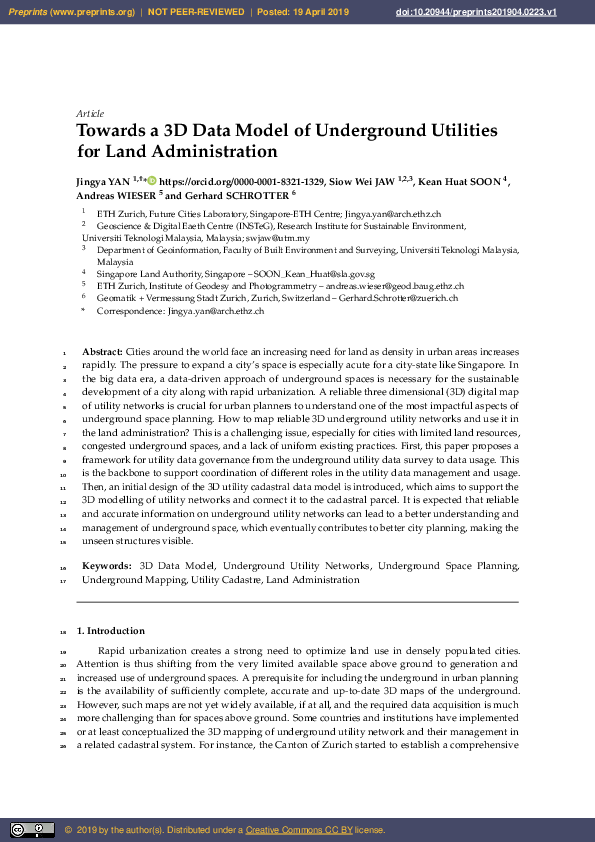 (PDF) Towards a 3D Data Model of Underground Utilities for Land ...