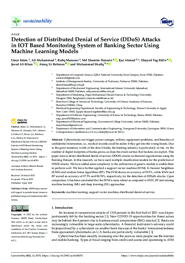 (PDF) Detection of Distributed Denial of Service (DDoS) Attacks in IOT Based Monitoring System ...