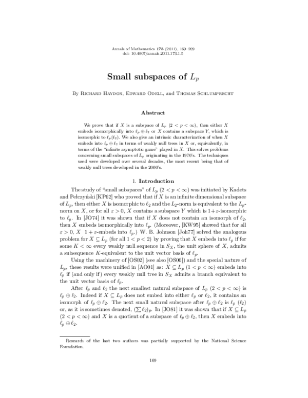 (PDF) Small subspaces of $L_p$
