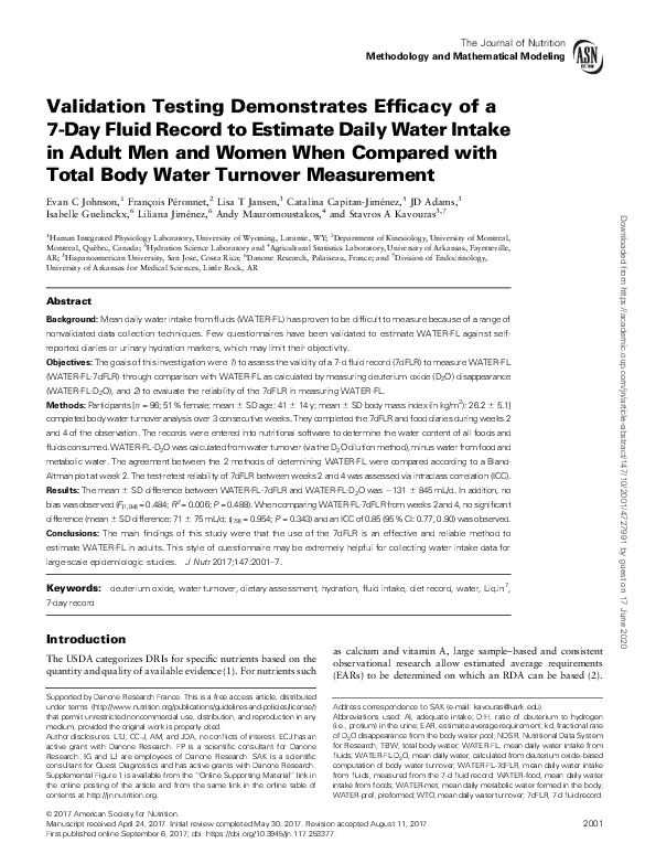 (PDF) Validation Testing Demonstrates Efficacy of a 7-Day Fluid Record ...