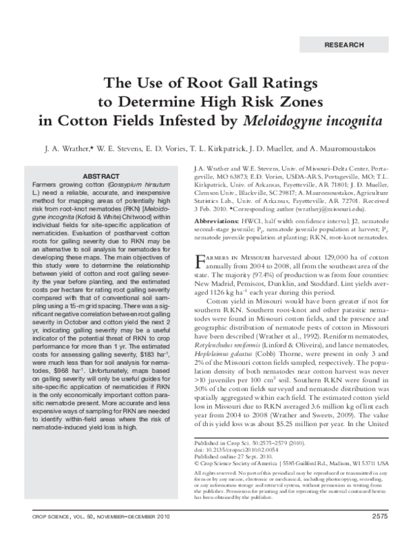(PDF) The Use of Root Gall Ratings to Determine High Risk Zones in ...