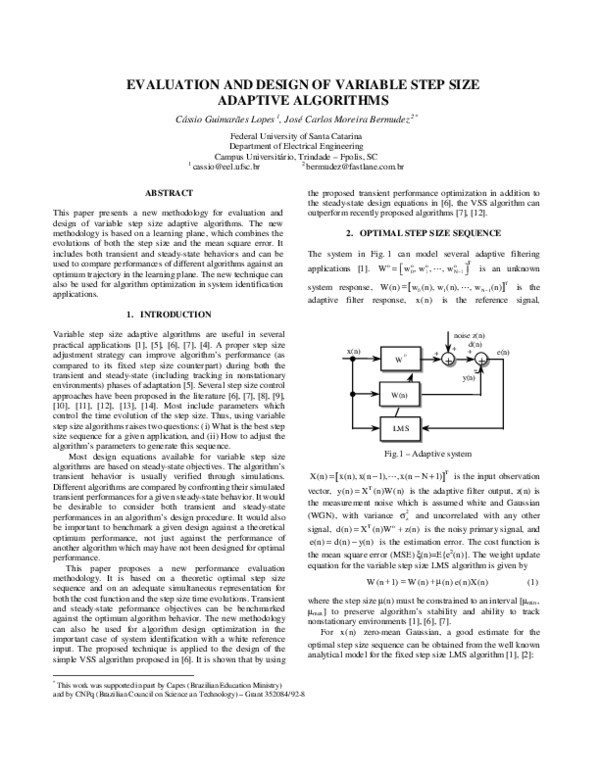 (PDF) Evaluation and design of variable step size adaptive algorithms