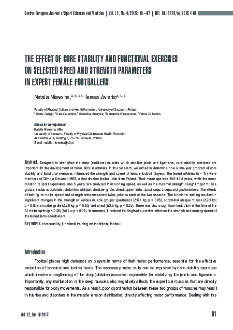 (PDF) The Effect of Core Stability and Functional Exercises on Selected ...