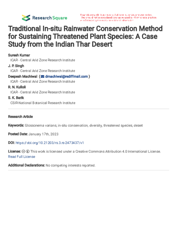 (PDF) Traditional In-situ Rainwater Conservation Method for Sustaining ...
