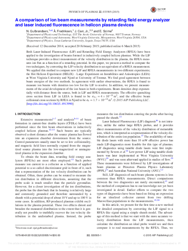 (PDF) A comparison of ion beam measurements by retarding field energy analyzer and laser induced ...