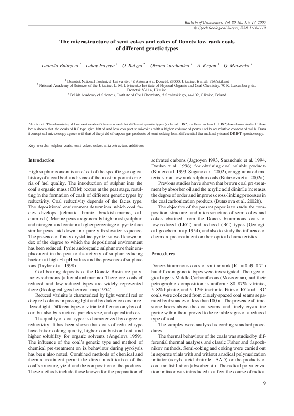(PDF) The microstructure of semi-cokes and cokes of Donetz low-rank ...