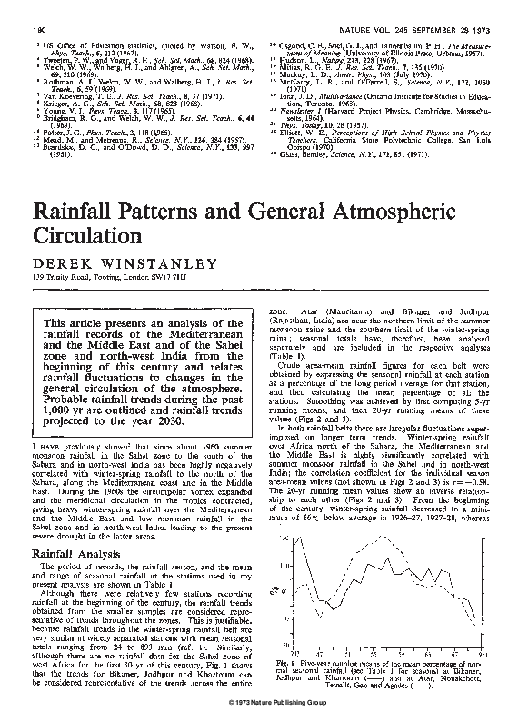 (PDF) Rainfall Patterns and General Atmospheric Circulation