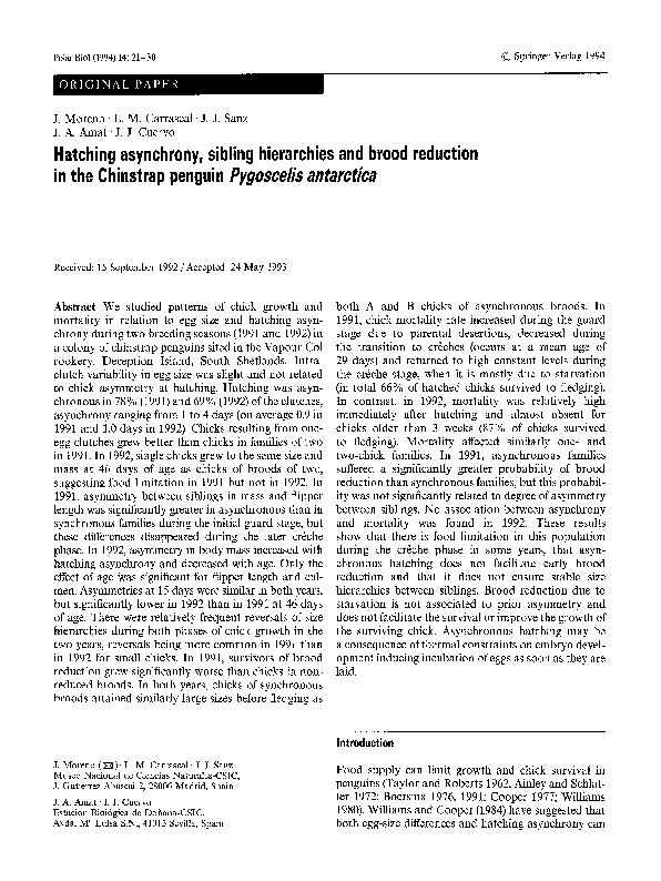 (PDF) Hatching asynchrony, sibling hierarchies and brood reduction in ...