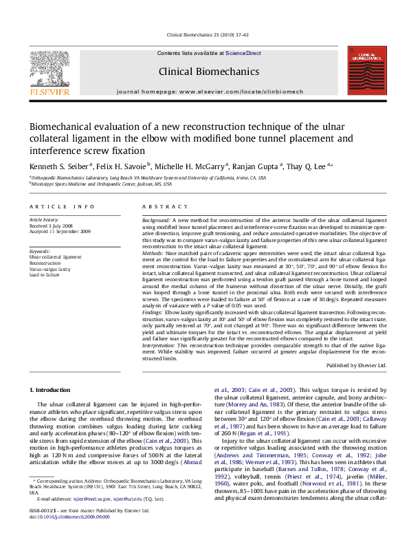 (PDF) Biomechanical evaluation of a new reconstruction technique of the ...