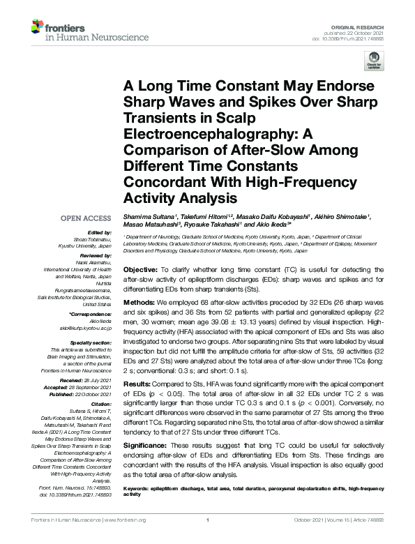 (PDF) Long Time Constant May Endorses Sharp Waves and Spikes Than Sharp ...