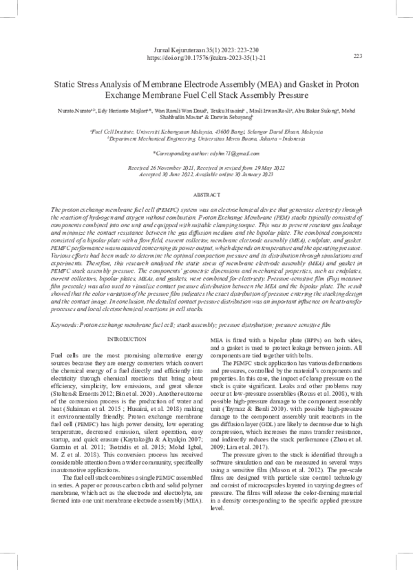 (PDF) Static Stress Analysis of Membrane Electrode Assembly (MEA) and ...