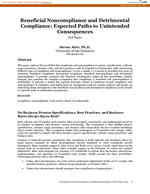 (PDF) Beneficial Noncompliance and Detrimental Compliance: Expected ...