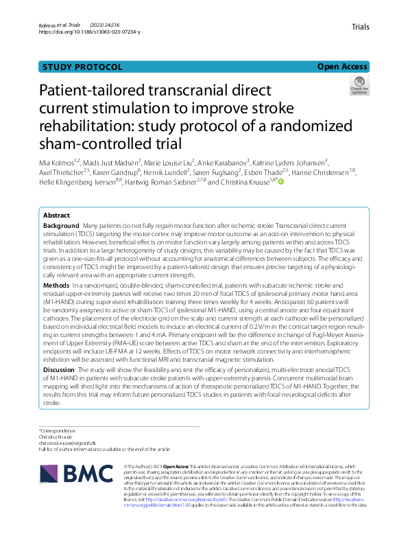 (PDF) Patient-tailored Transcranial Direct Current Stimulation to Improve Stroke Rehabilitation ...