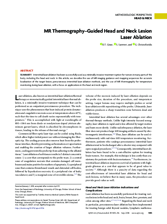 (PDF) MR Thermography–Guided Head and Neck Lesion Laser Ablation