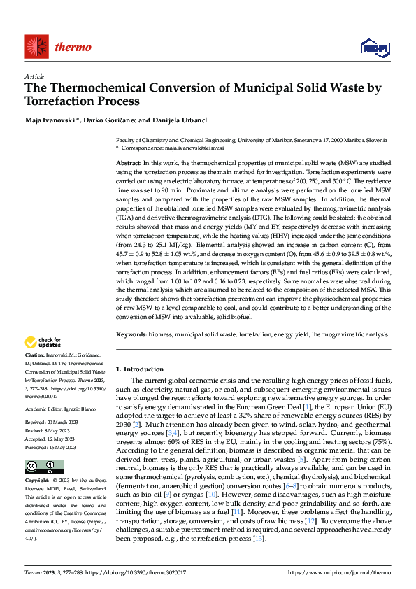 (PDF) The Thermochemical Conversion of Municipal Solid Waste by ...