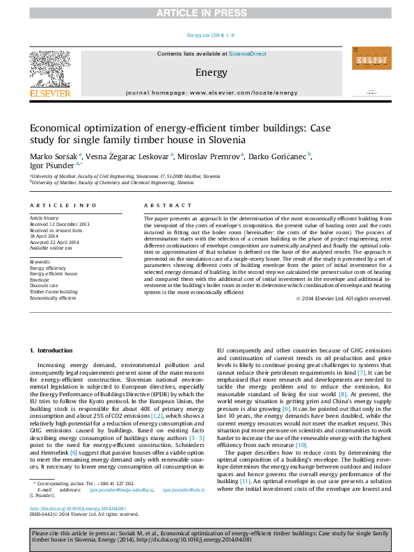 (PDF) Economical optimization of energy-efficient timber buildings ...