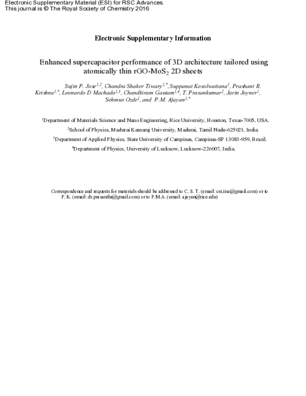 (PDF) 3D Supercapacitor from rGO-MoS2 Sheets