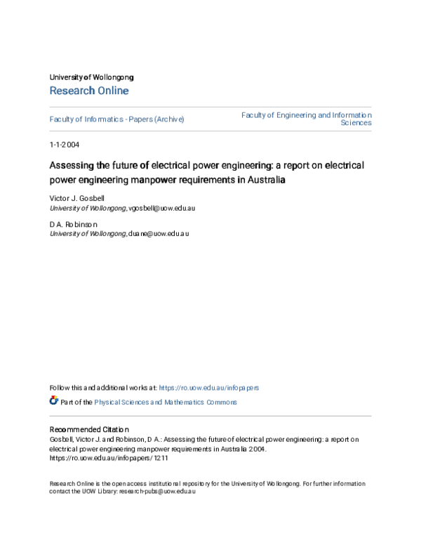 (PDF) Assessing the future of electrical power engineering: a report on ...