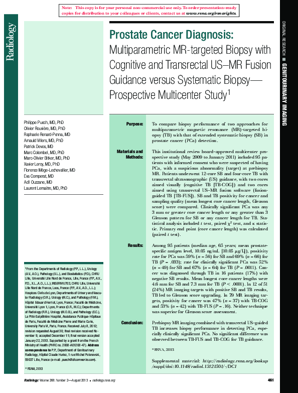 (PDF) Prostate Cancer Diagnosis: Multiparametric MR-targeted Biopsy with Cognitive and ...