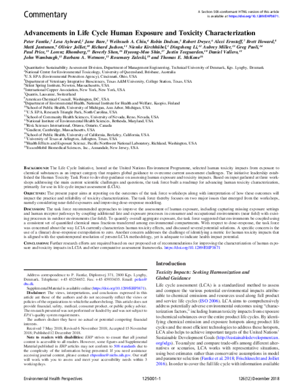 (PDF) Advancements in Life Cycle Human Exposure and Toxicity ...