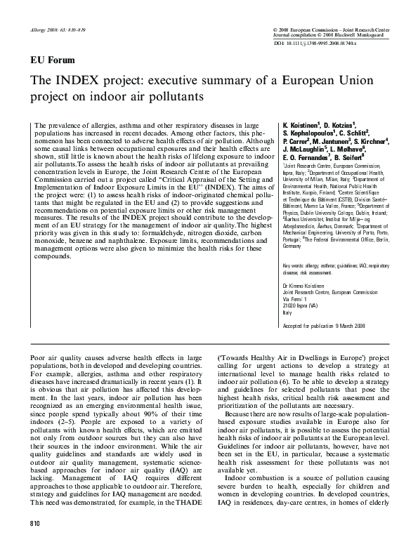 (PDF) The INDEX project: executive summary of a European Union project ...