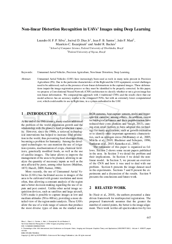 (PDF) Non-linear Distortion Recognition in UAVs' Images using Deep Learning