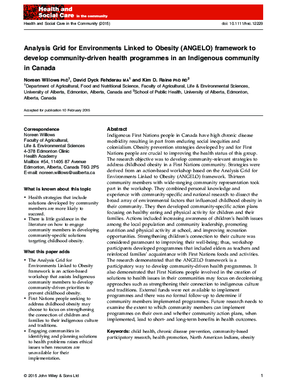 (PDF) Analysis Grid for Environments Linked to Obesity (ANGELO ...