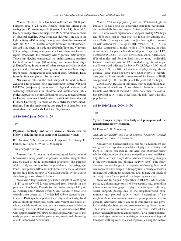 (PDF) Physical inactivity and other chronic disease-related lifestyle ...