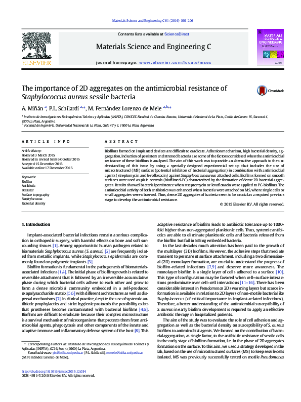 (PDF) The importance of 2D aggregates on the antimicrobial resistance ...