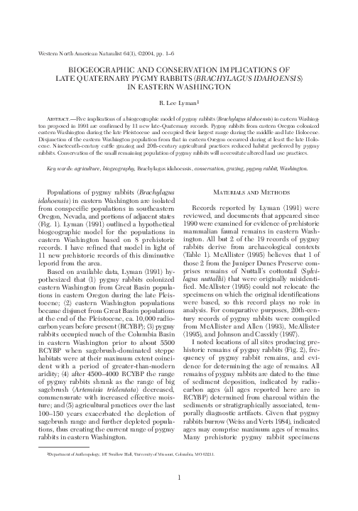(PDF) Biogeographic and conservation implications of late Quaternary ...