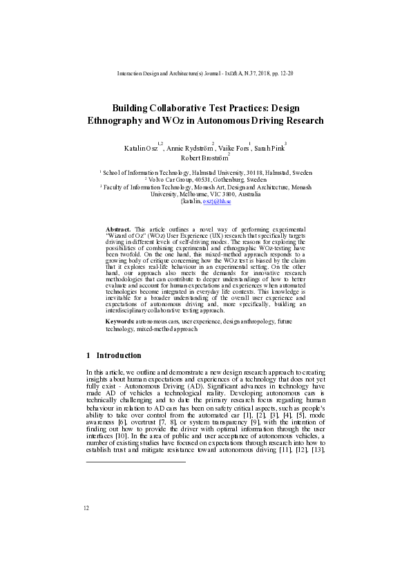 (PDF) Building Collaborative Test Practices: Design Ethnography and WOz ...