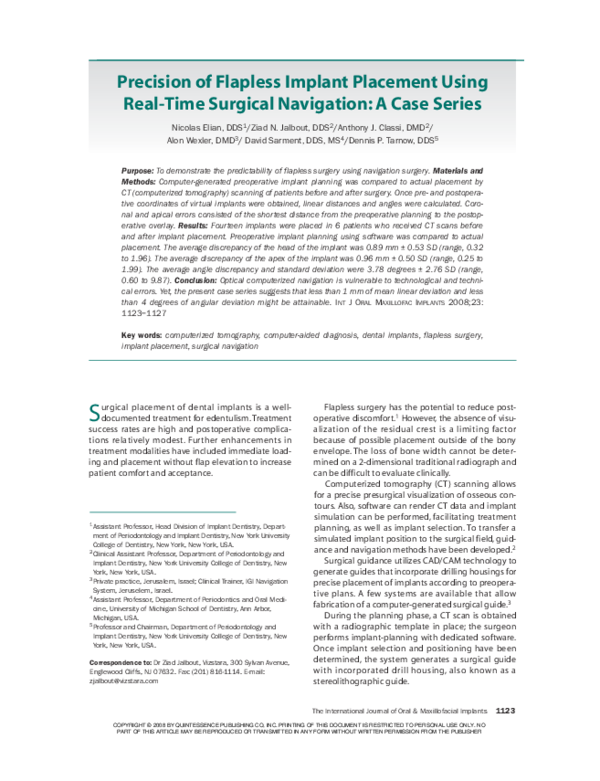 (PDF) Precision of flapless implant placement using real-time surgical ...