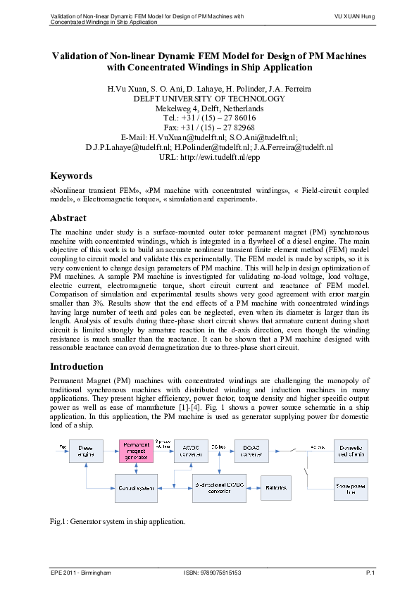 (PDF) Validation of Non-linear Dynamic FEM Model for Design of PM ...