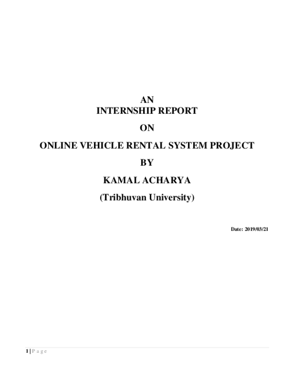 (PDF) ONLINE VEHICLE RENTAL SYSTEM PROJECT REPORT