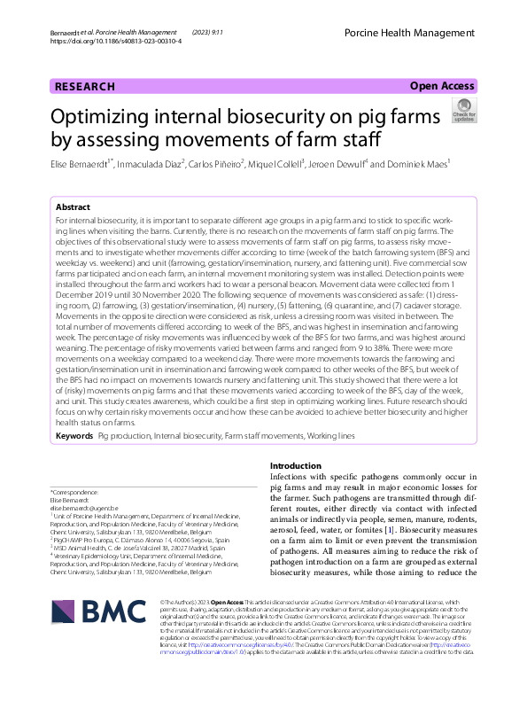 (PDF) Optimizing internal biosecurity on pig farms by assessing ...