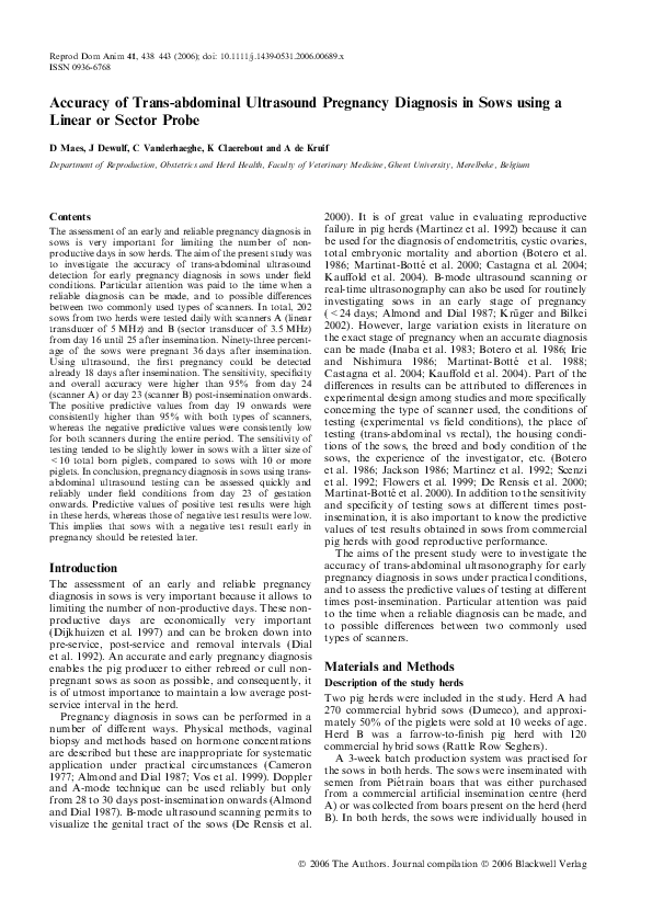 (PDF) Accuracy of Trans-abdominal Ultrasound Pregnancy Diagnosis in ...