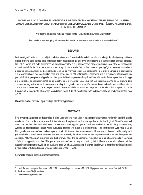 (PDF) Módulo Didáctico Para El Aprendizaje De Electromagnetismo en ...