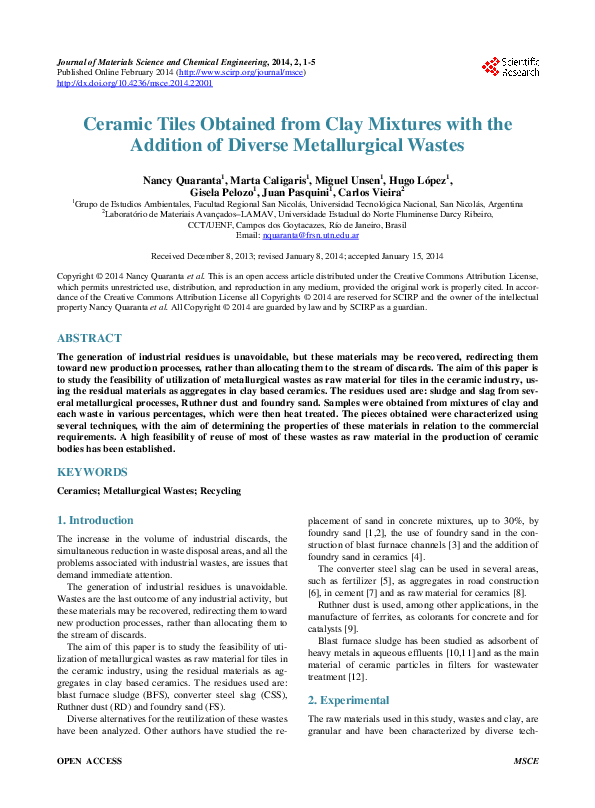 (PDF) Ceramic Tiles Obtained from Clay Mixtures with the Addition of ...