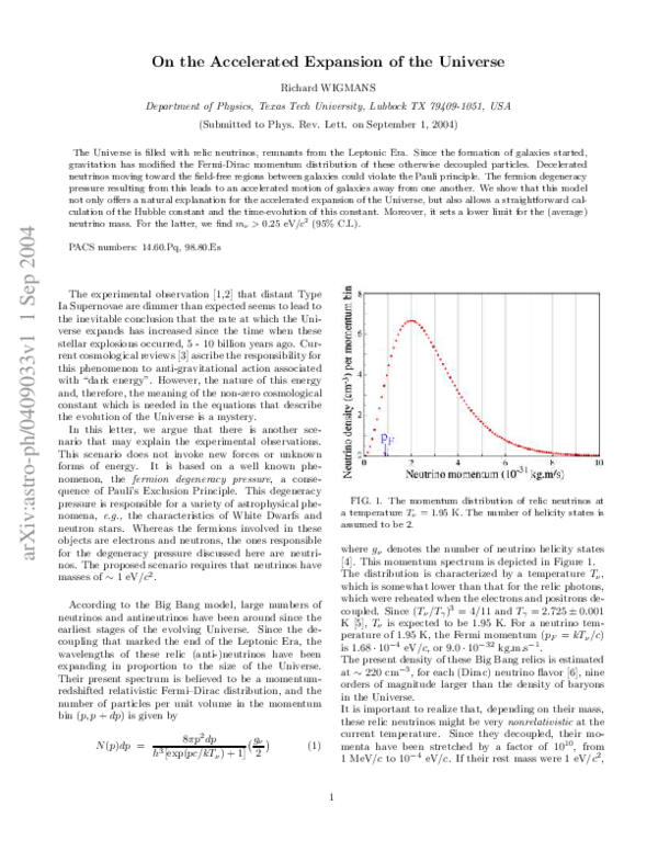 (PDF) On the Accelerated Expansion of the Universe