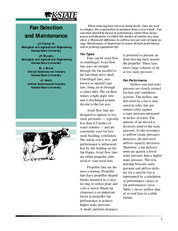 (PDF) Fan selection and maintenance