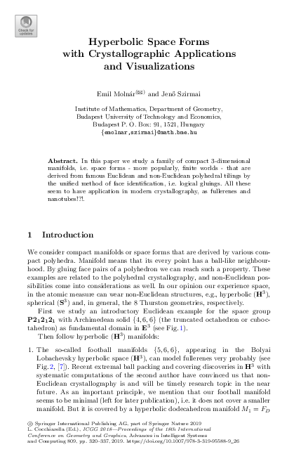 (PDF) Hyperbolic Space Forms with Crystallographic Applications and ...