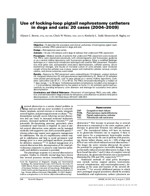(PDF) Use of locking-loop pigtail nephrostomy catheters in dogs and ...