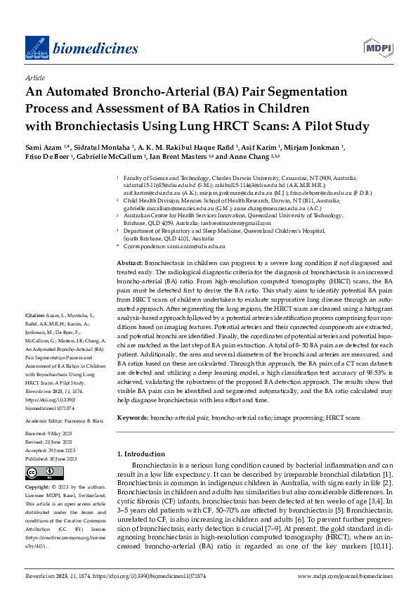 (PDF) An Automated Broncho-Arterial (BA) Pair Segmentation Process and ...
