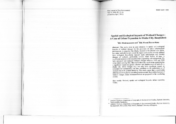 (PDF) Spatial and ecological impacts of wetland changes-a case of urban ...